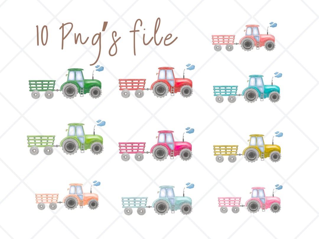 Farm Tractor Graphics| Tractor PNG | 10 Color Options| Digital Clip Art ...