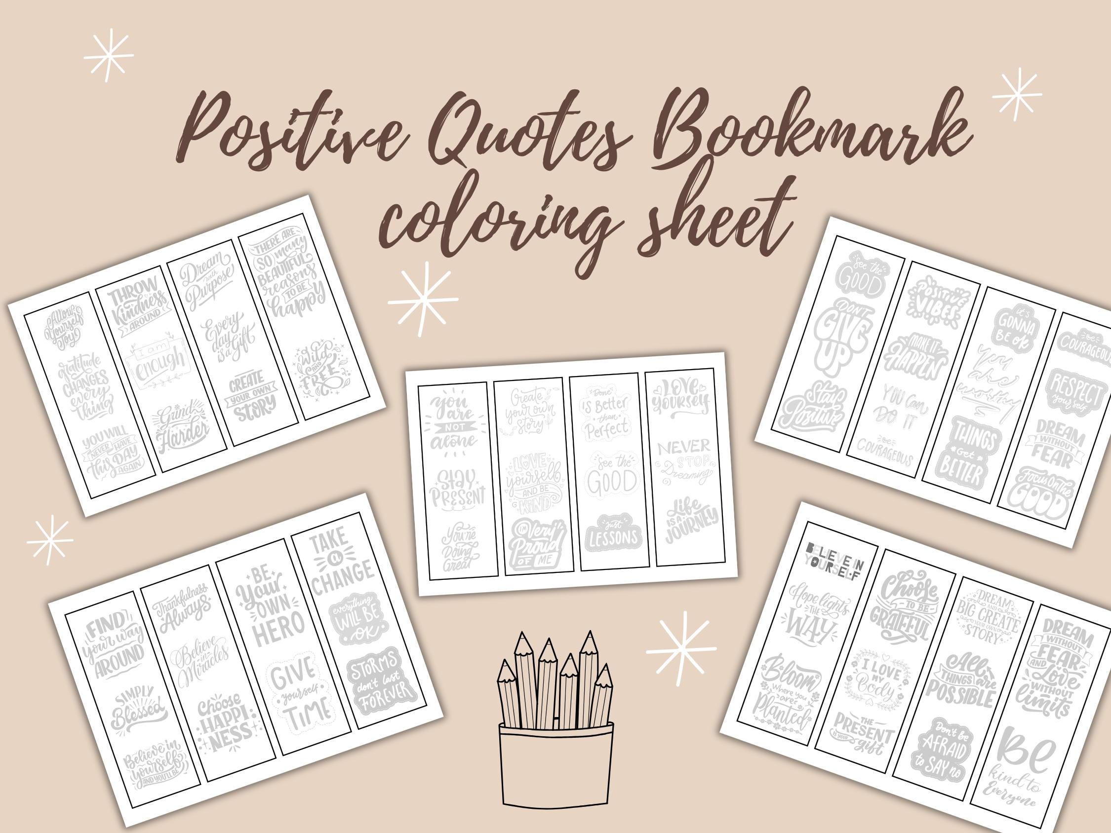 Printable Coloring Bookmarks | Motivational Quotes Bookmark | Kids and ...