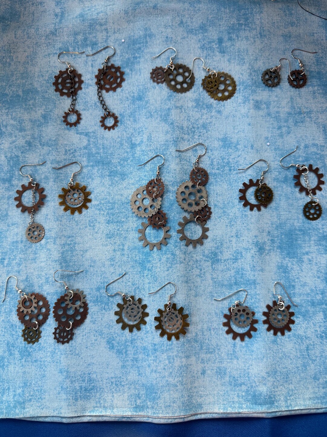 Steampunk Gear Mismatched Metal Dangle Earrings Handmade Metalocalypse ...