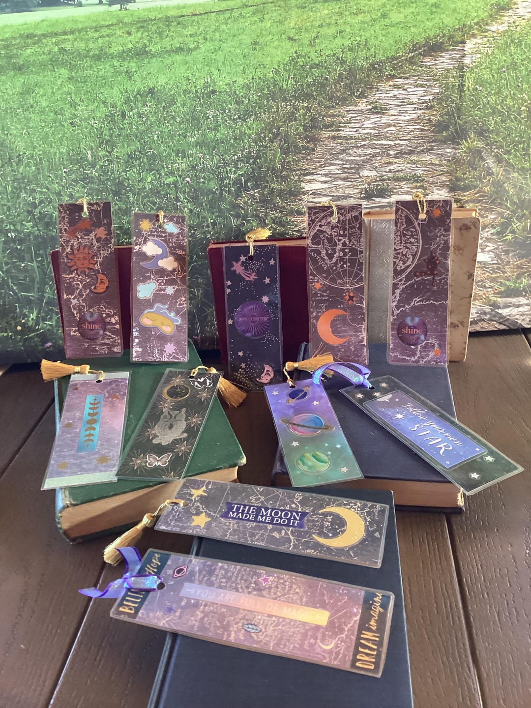 Celestial Bookmarks Part 3 Lamenated Stars Moon and Sun Colorful Galaxy ...