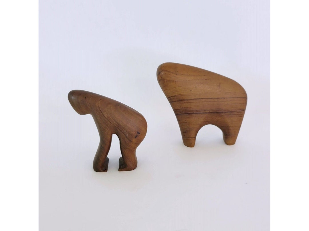 Scandinavian Carved Teak Animals Ostergaard Bear and Gorilla Figure P J ...