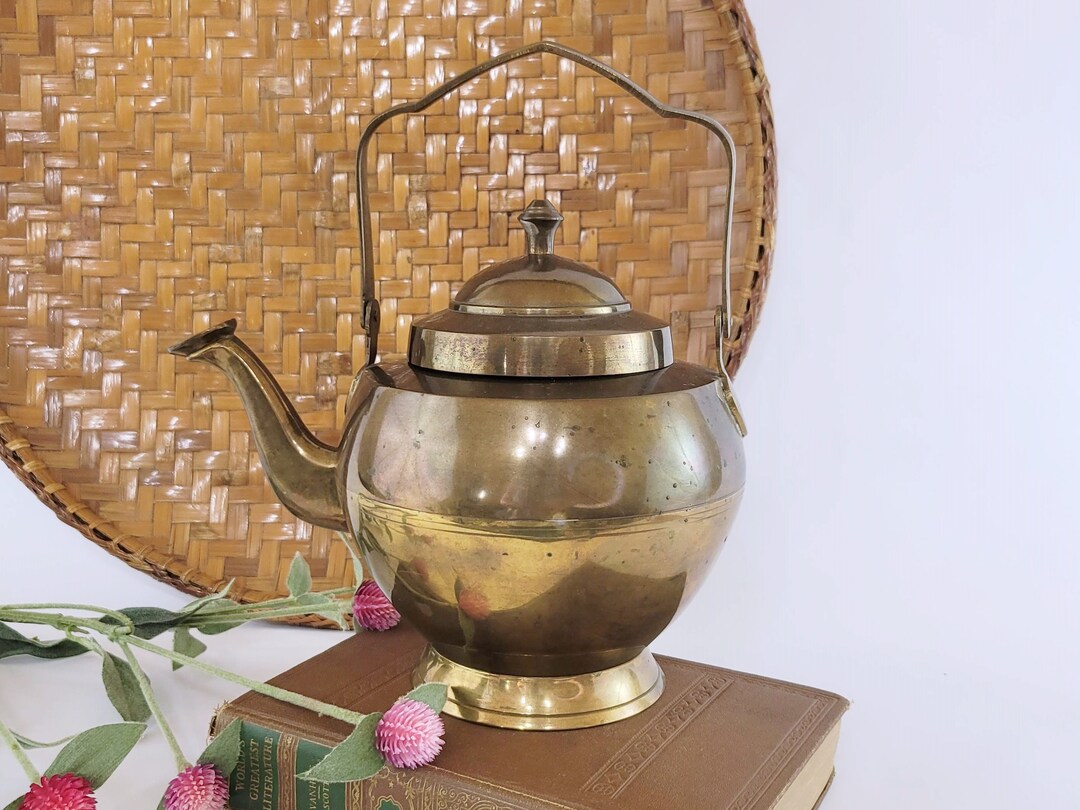 Vintage Brass Teapot No Drip Spout Tea Kettle - Etsy