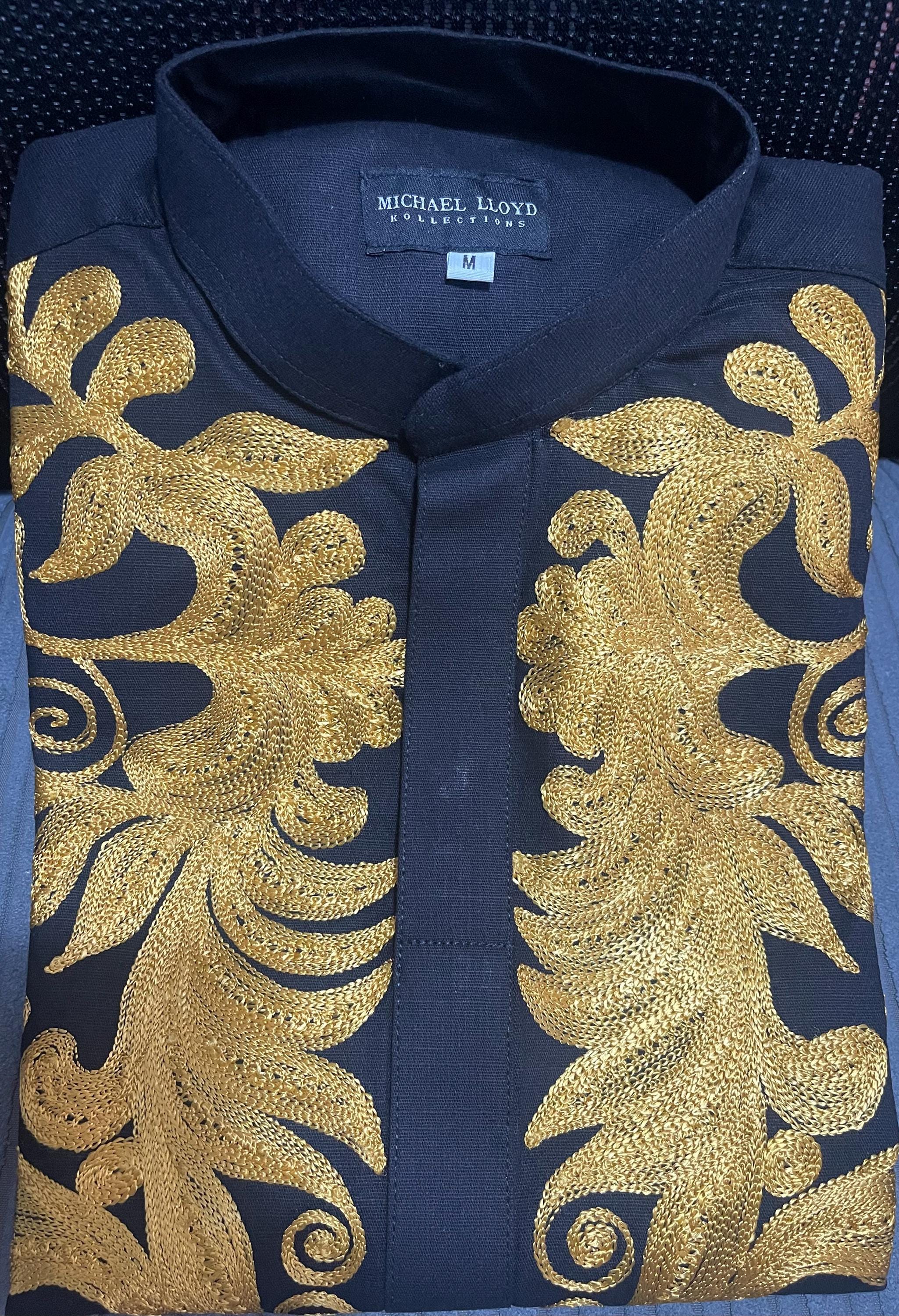 African Traditional Men's Embroidery Bishop/rev-neck Collar Kaftan/suit ...