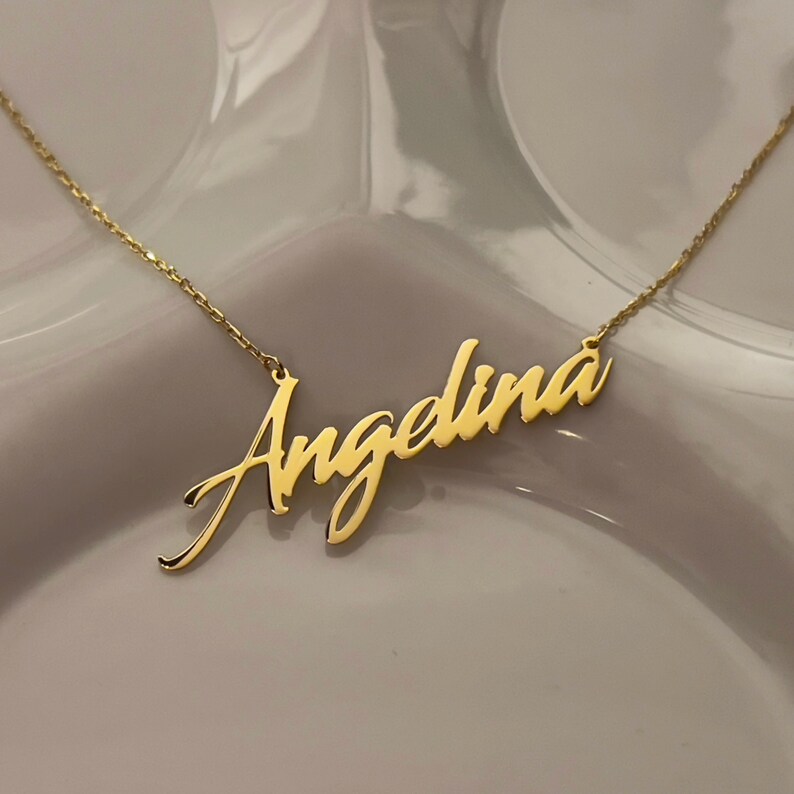 14k Solid Gold Name Necklace • Personalized Holiday Jewelry Gift - Etsy