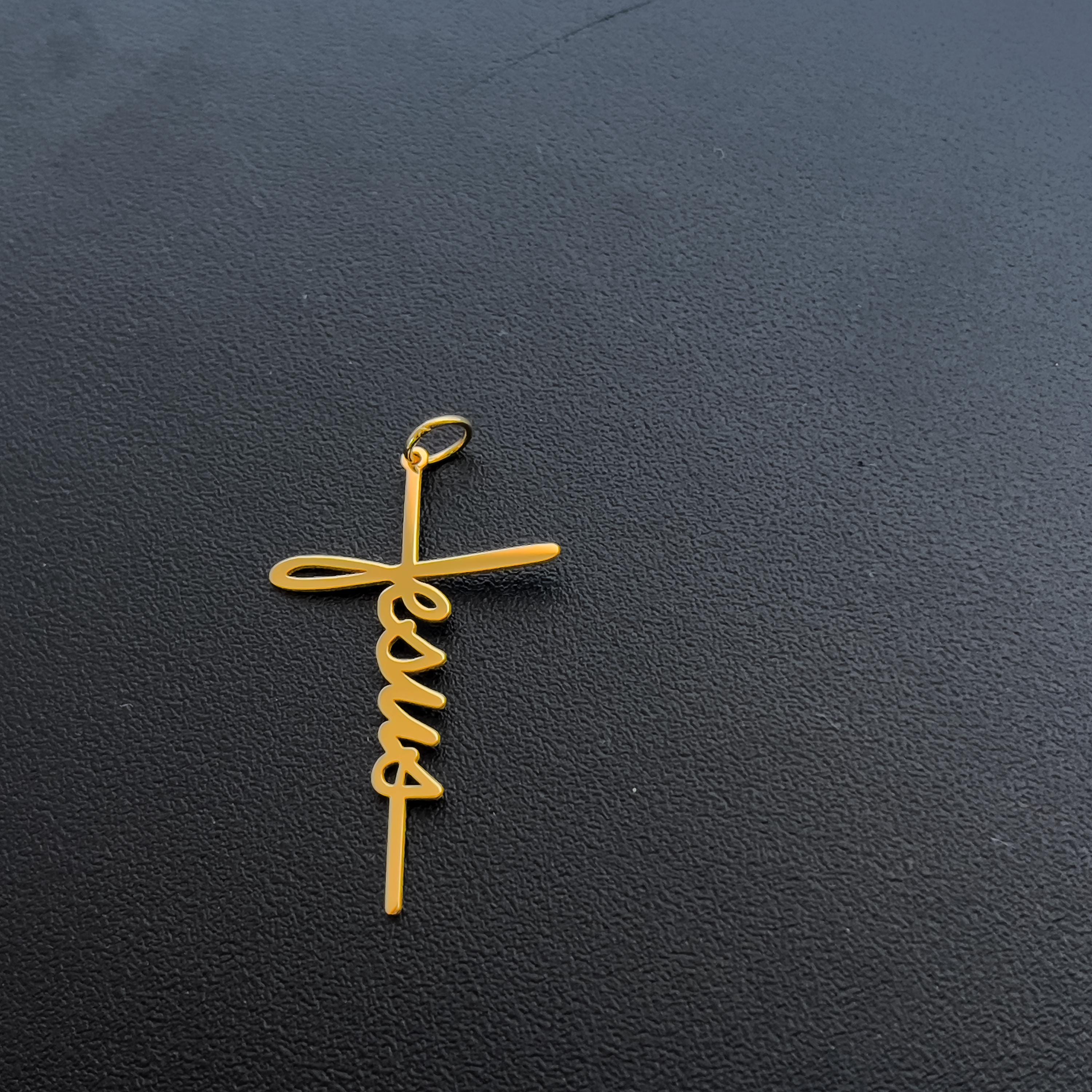 Dainty Jesus Cross Necklace 14k Gold Plated, Minimal Christian Jewelry ...