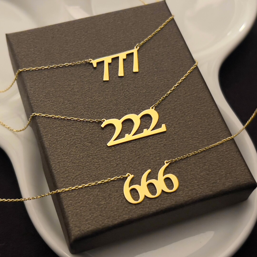 Christmas Angel Number Necklace 14k Solid Gold Custom Lucky Number ...