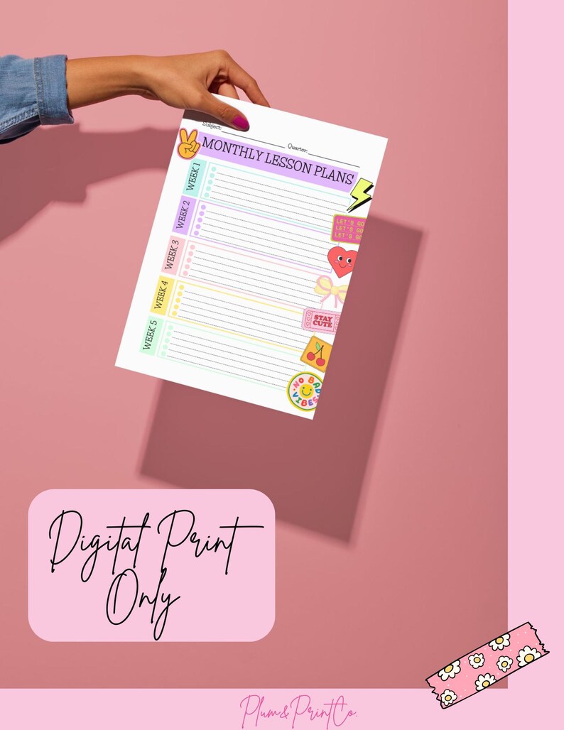 Printable Teacher Monthly Lesson Plan, Trendy Template, Lesson Plan by ...