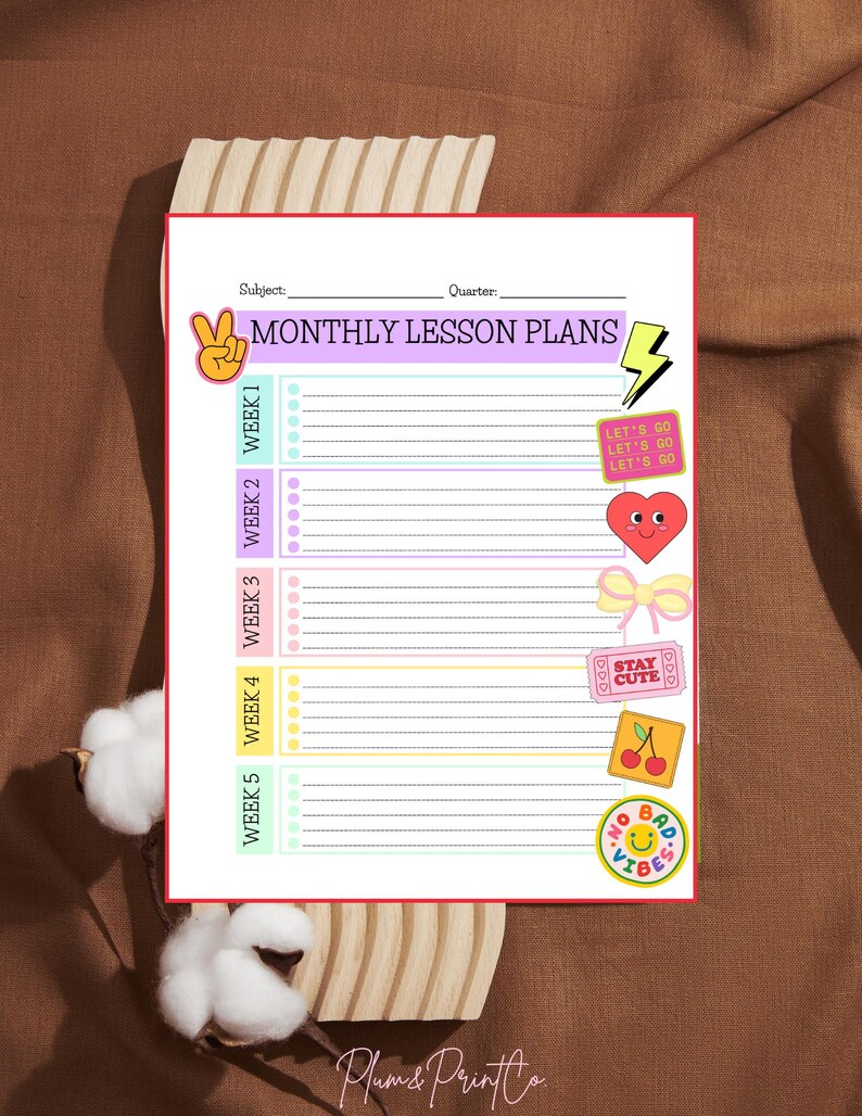 Printable Teacher Monthly Lesson Plan, Trendy Template, Lesson Plan by ...