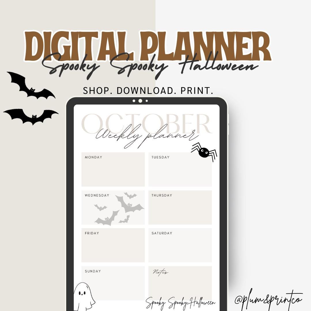 October Weekly Planner Printable, Halloween Daily Planner, Aesthetic ...