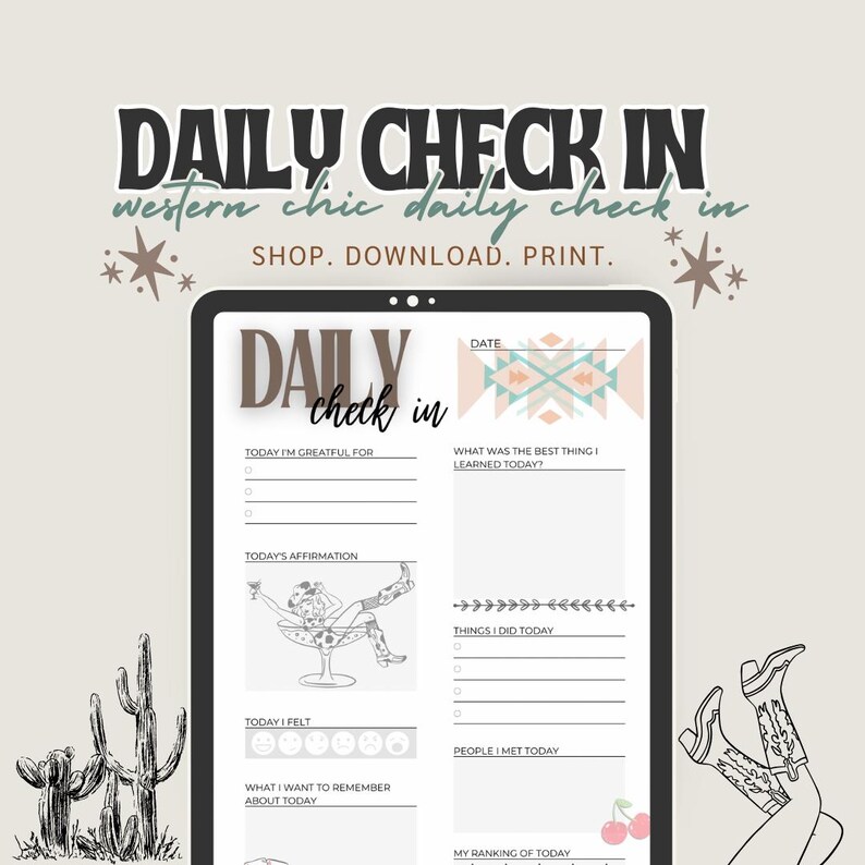 Printable Daily Checklist: Western Planner Template (PDF Download) - Etsy