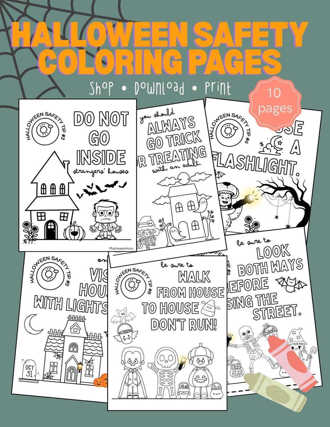 Halloween Safety Coloring Pages for Kids | 10 Printable Activity Sheets ...