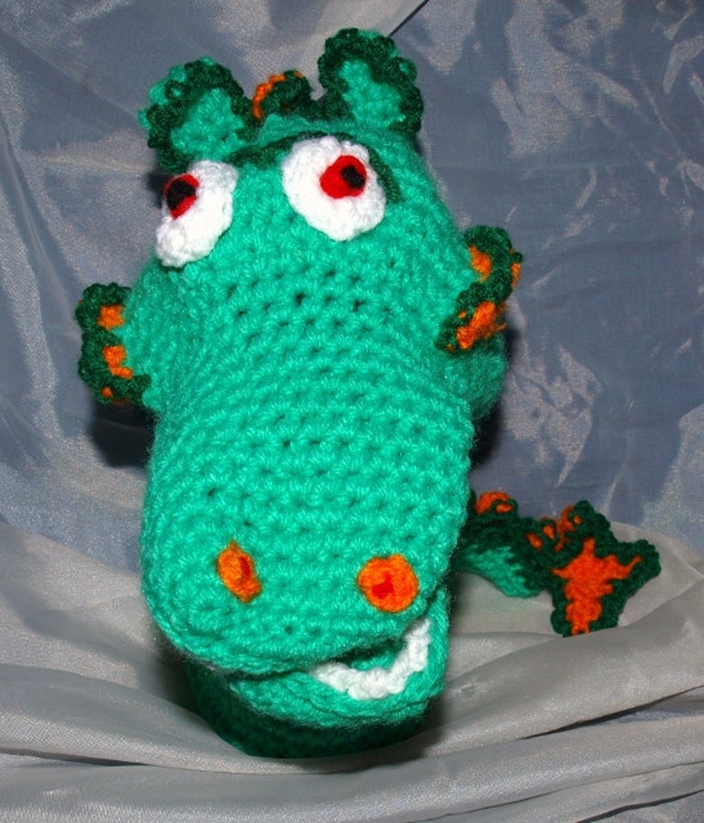 Crochet Green Dragon Hand Puppet Etsy