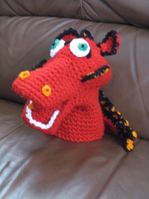 Crochet Red Dragon Puppet - Etsy