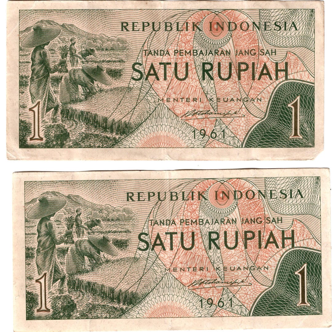 Indonesia Paper Money One Rupiah 1961 1 Rupiah Old Indonesia Money - Etsy