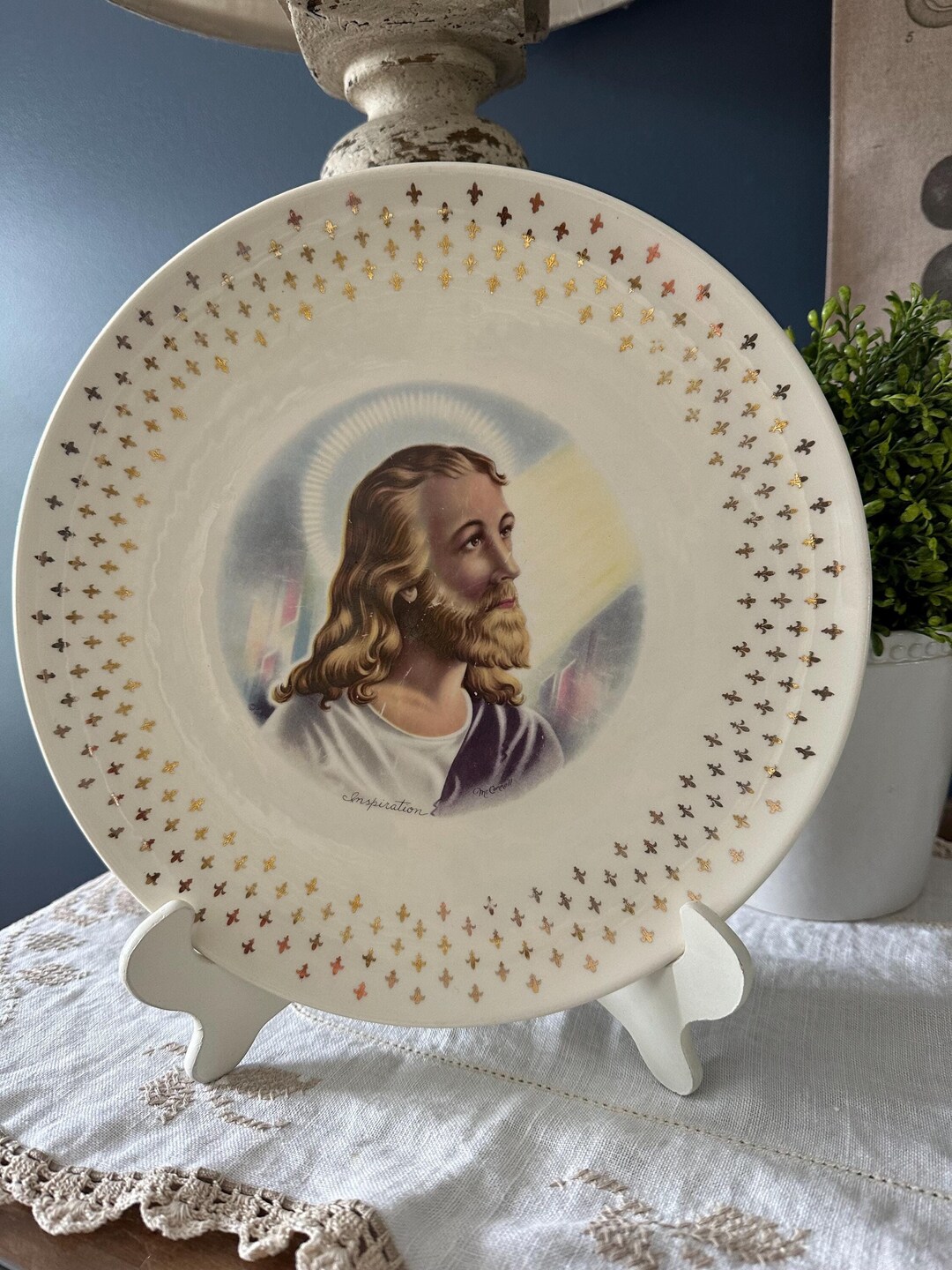 Vintage Decorative Plate of Jesus, inspiration by Mcconnell - Etsy