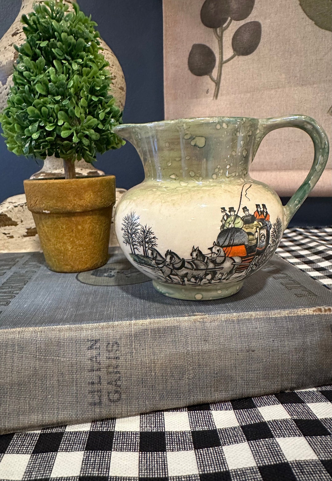 Vintage Old Castle England Pottery Green Bubble Transferware Small ...