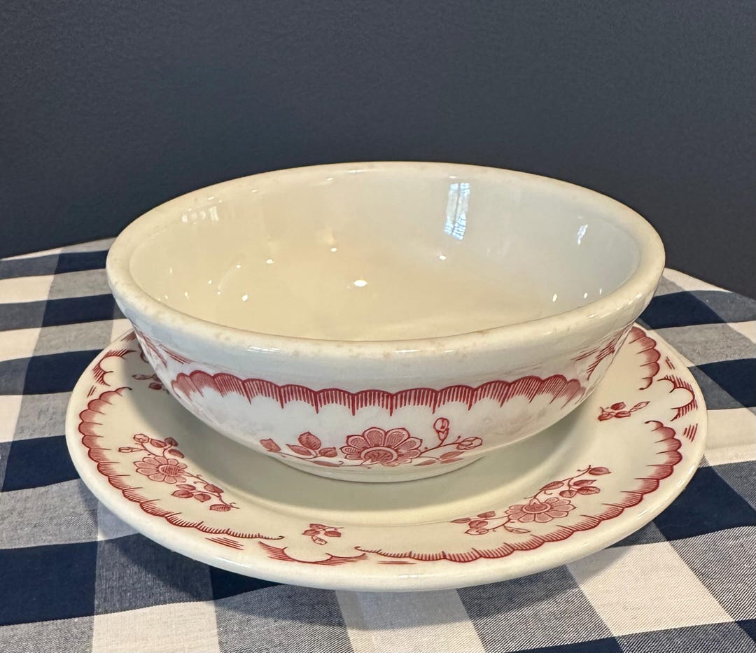 Vintage Shenango China Chardon Rose Red Transferware Diner Ware Bowl ...