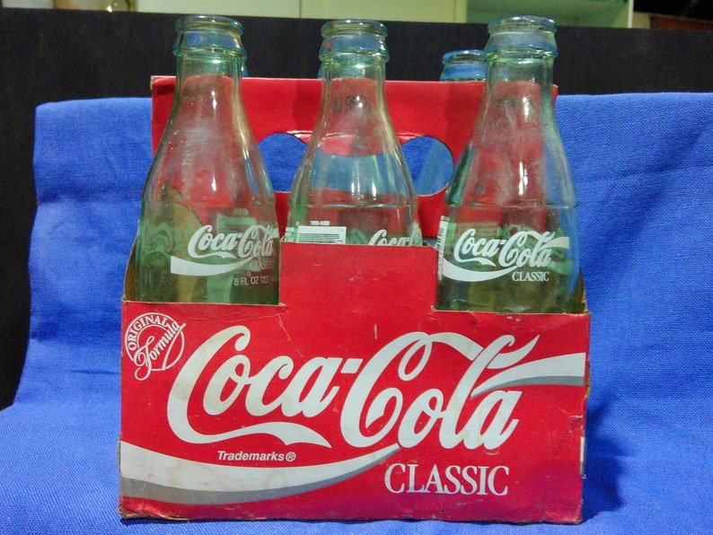 6 Pack - 8 Oz. Coke Bottles With Cardboard Carrier - Etsy