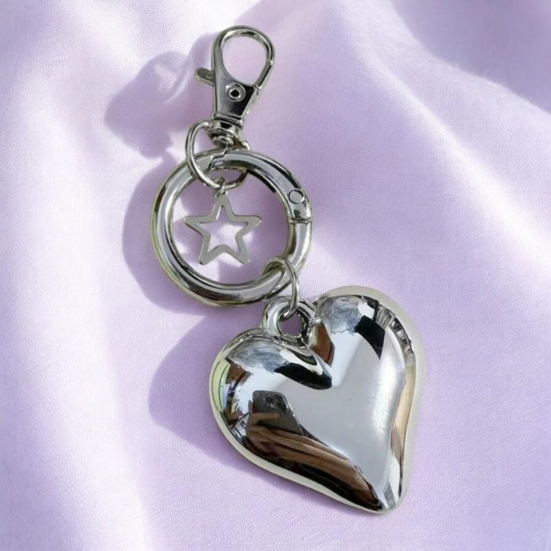 Large Metal Heart Charm Keychain Bold Statement Key Ring Perfect Gift ...