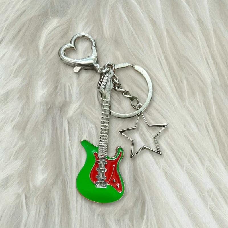 Y2K Guitar Star Keychain | Punk Rock Keychain | Unisex Keychain for Men ...