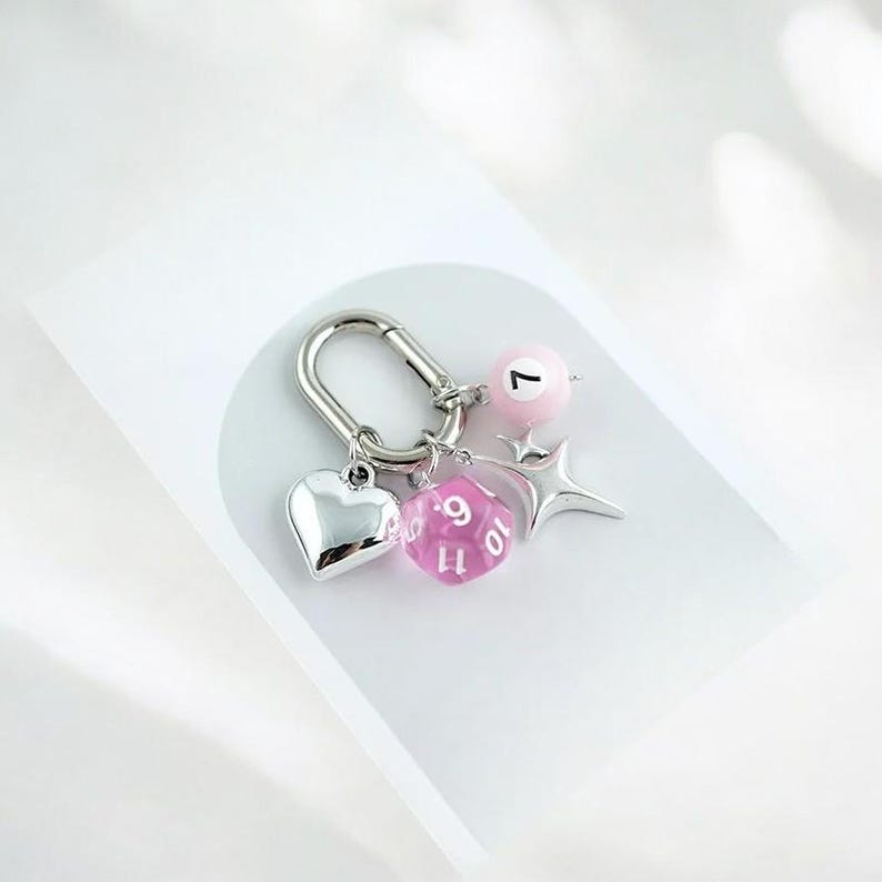 Billiard Pool Keychain - Lucky Dice & No. 8 Billiard Ball Charm ...