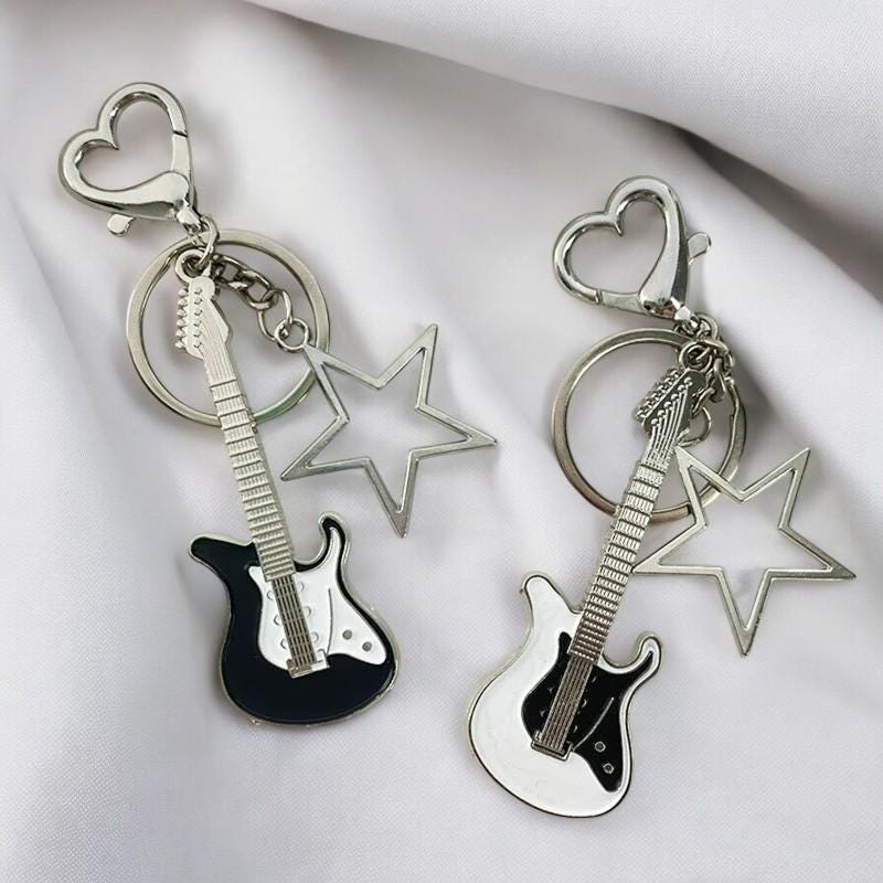 Y2K Guitar Star Keychain | Punk Rock Keychain | Unisex Keychain for Men ...