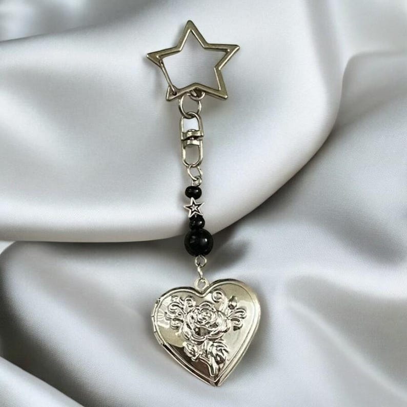 Grunge Y2K Heart Locket Stargirl Keychain – Handmade Coquette Vintage ...