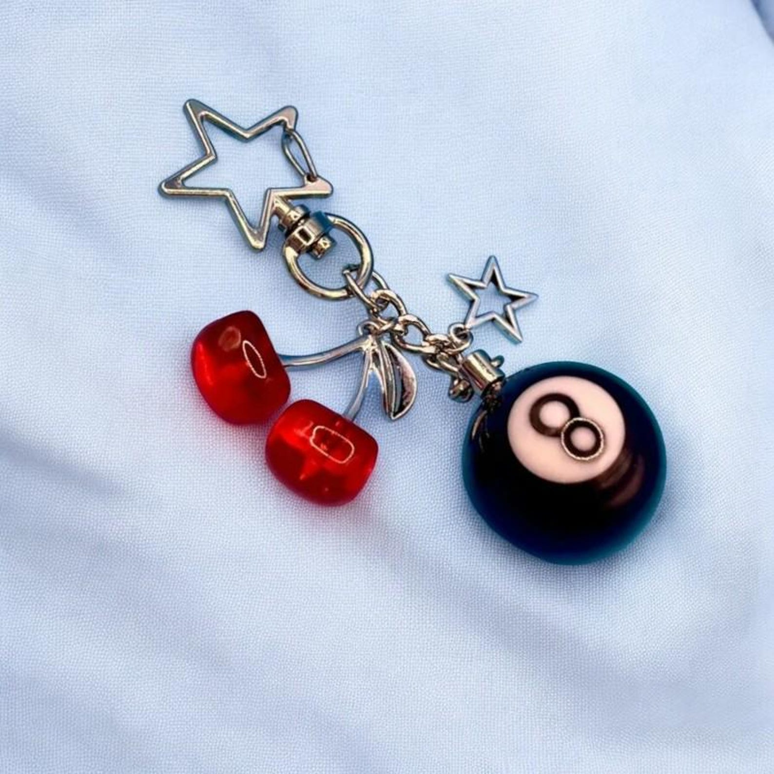 Y2K Number 8 Ball, Cherry, Dice & Star Keychain - Retro Phone Accessory ...