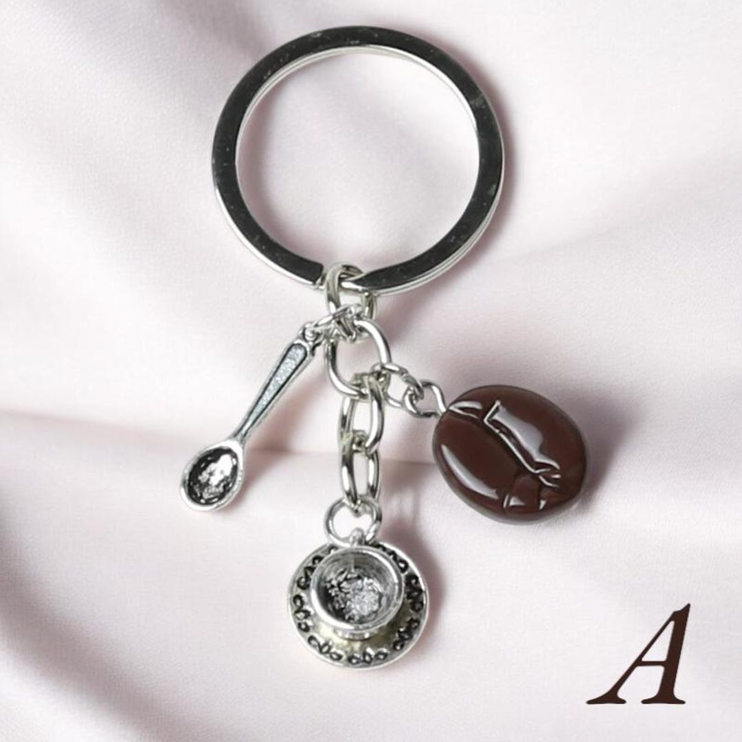 Handmade Coffee Bean Cup and Spoon Keychain - Unique Coffee Lover’s ...