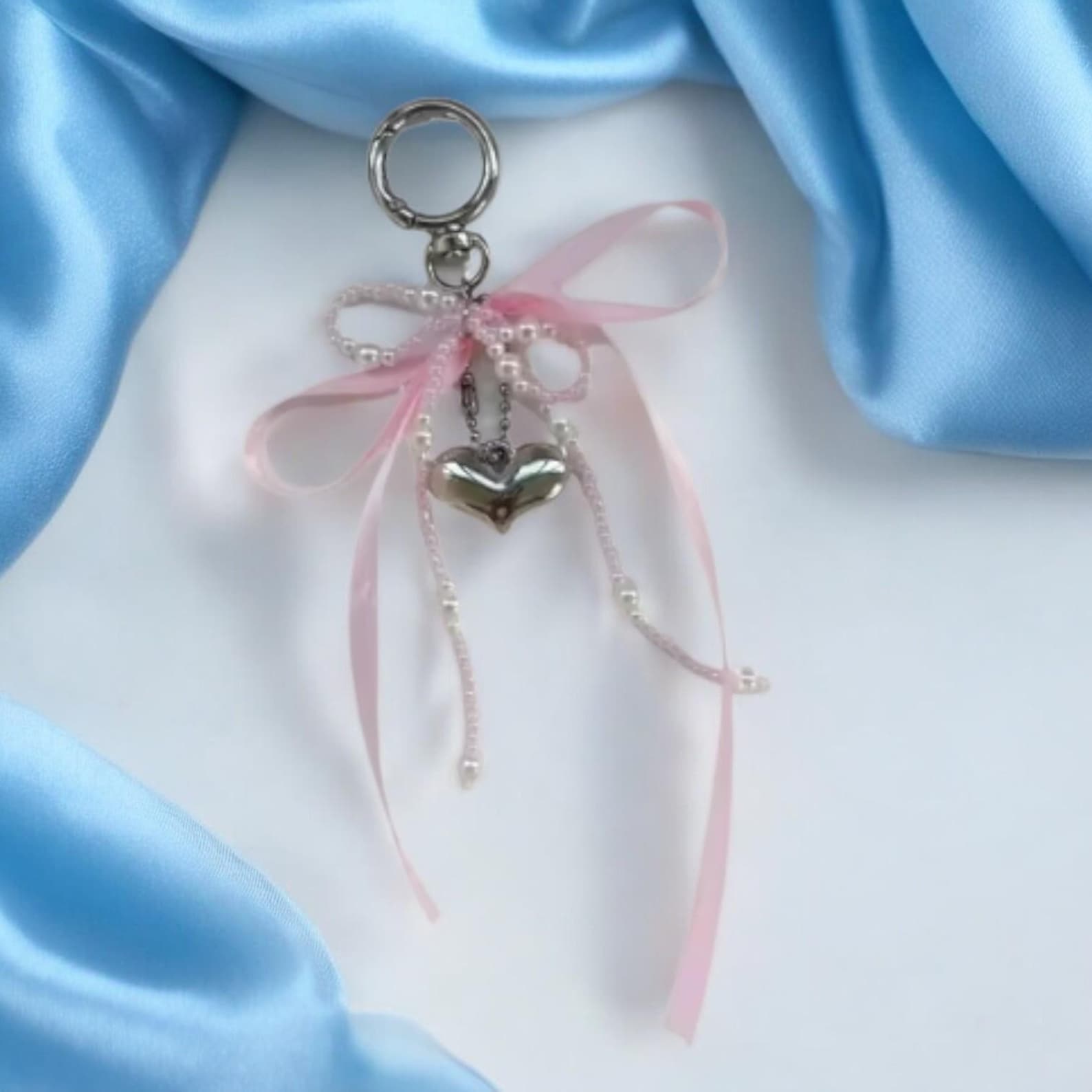 Pearl Bow Keychain Beaded Keychain Korean Style Y2K Heart Bag Accessory ...