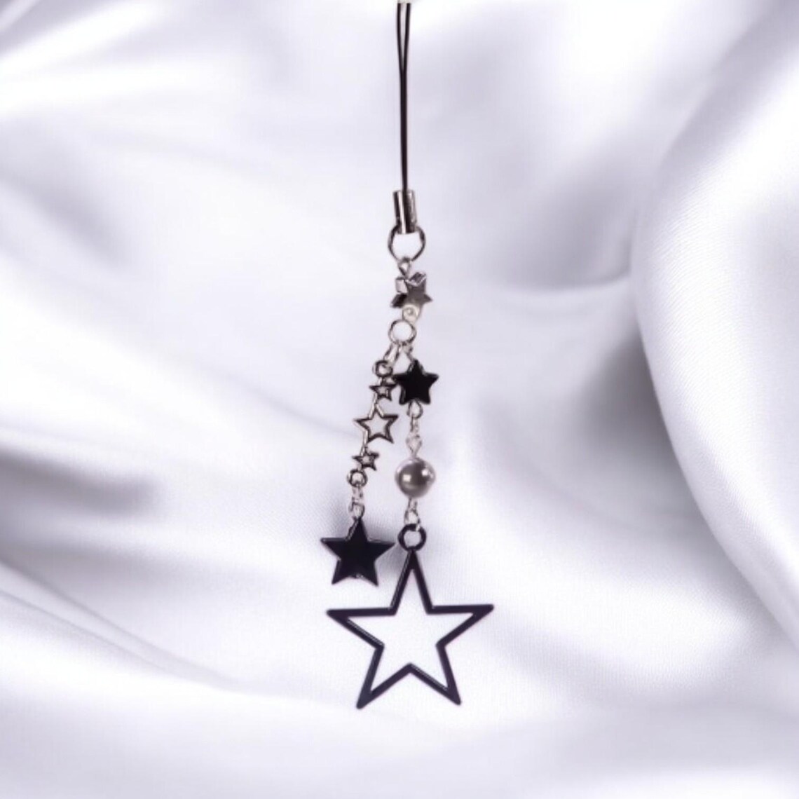 Y2K Black Star Charm Phone Lanyard – Handmade Backpack Bag Keychain ...