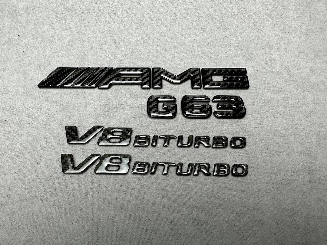Amg V8 Biturbo G63 Emblem Set Metal Black and Carbon Made for Mercedes ...