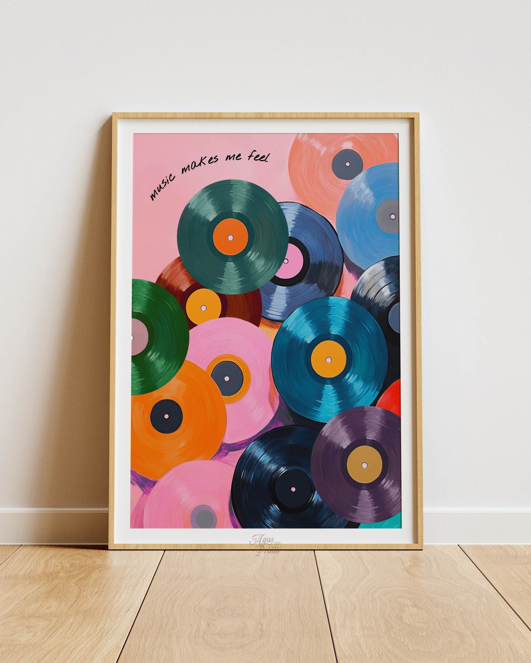 Vinyl Record Maximalist Poster, Eclectic Home Decor, Y2K Girly Art ...