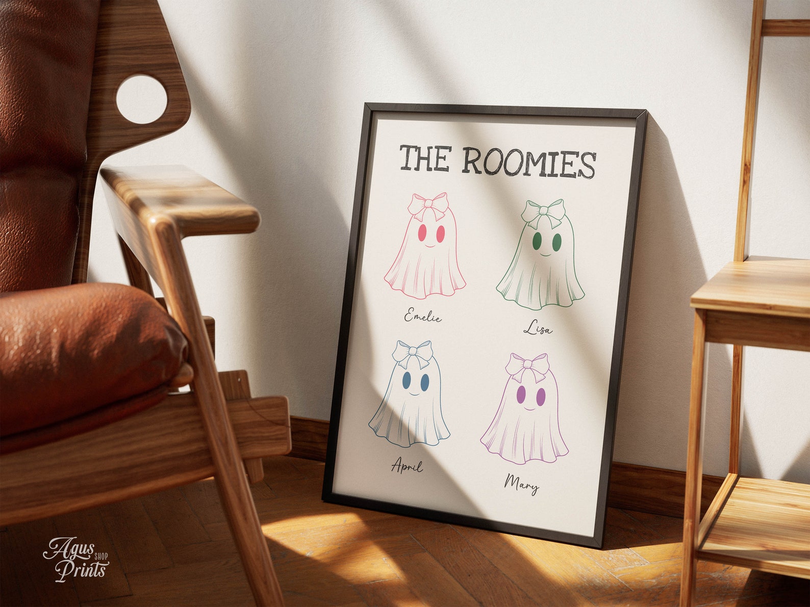 Personalized Roommate Print, Custom Halloween Wall Art, Custom Roomies ...