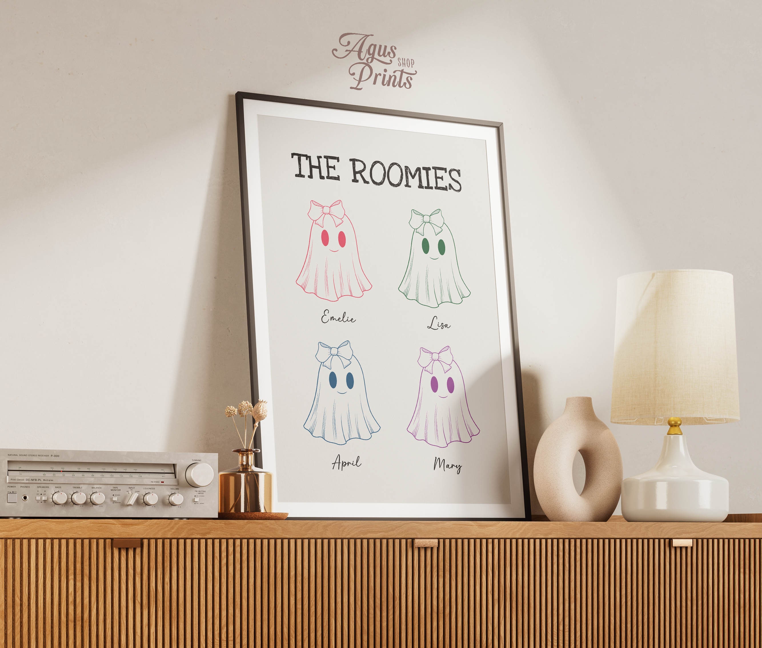 Personalized Roommate Print, Custom Halloween Wall Art, Custom Roomies ...