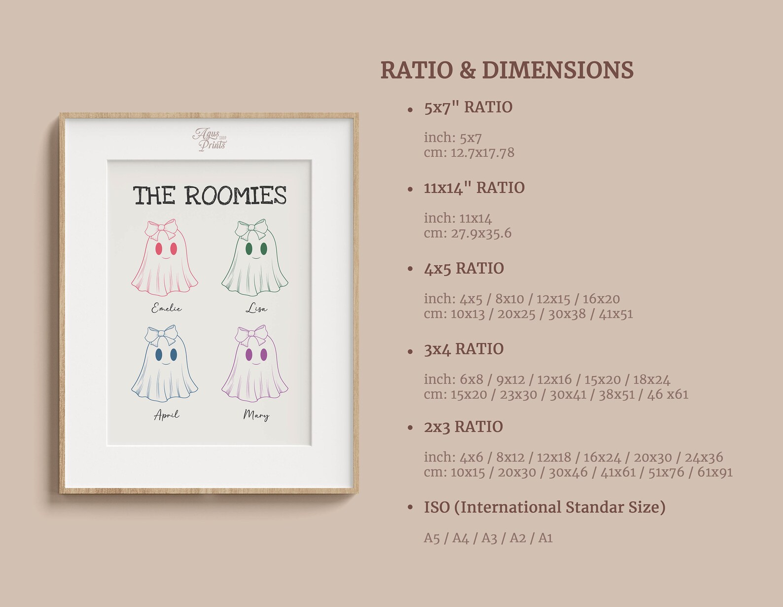 Personalized Roommate Print, Custom Halloween Wall Art, Custom Roomies ...