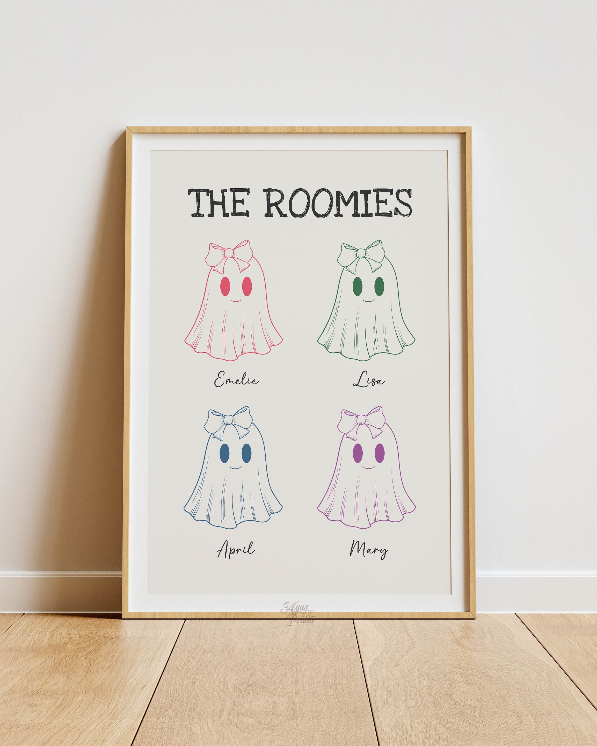 Personalized Roommate Print, Custom Halloween Wall Art, Custom Roomies ...
