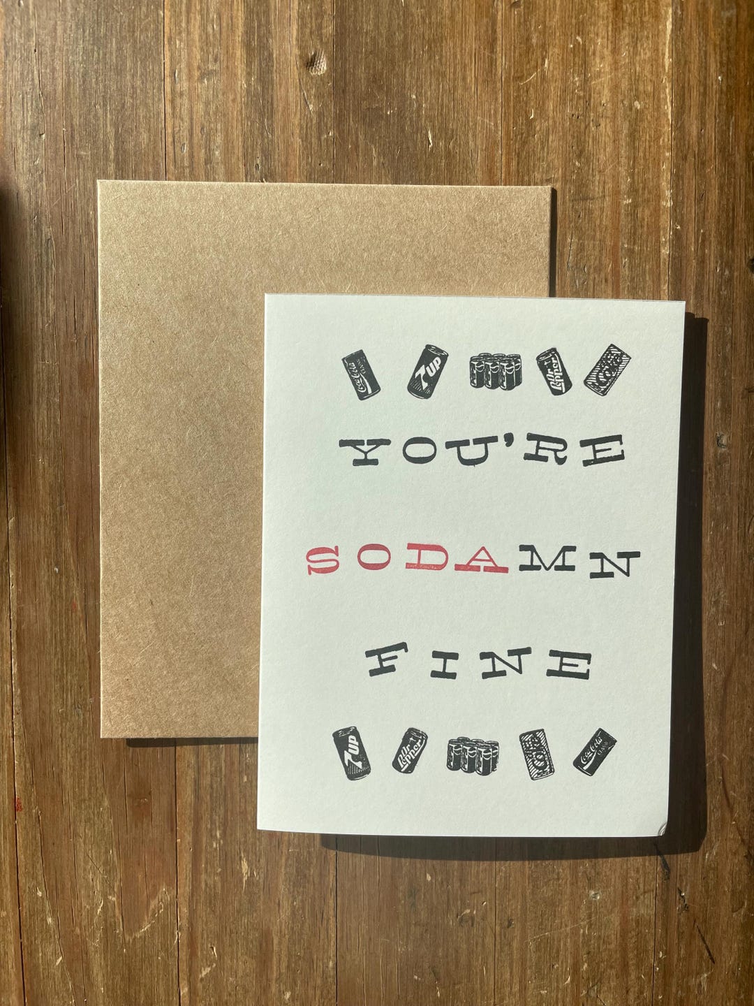 You’re Sodamn Fine | Funny Valentines Card | Handmade Love Card | Vintage Greeting Card | Soda ...