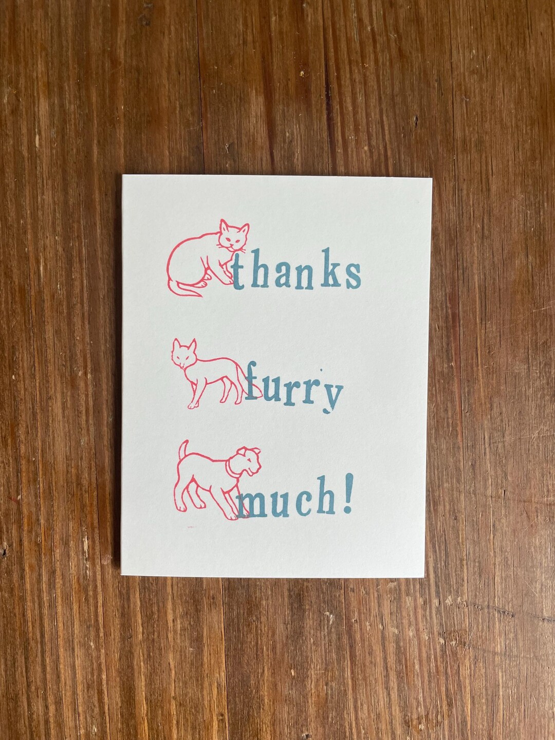 Thanks Furry Much | Funny Thank You Card | Animal Lover Card | Vintage ...