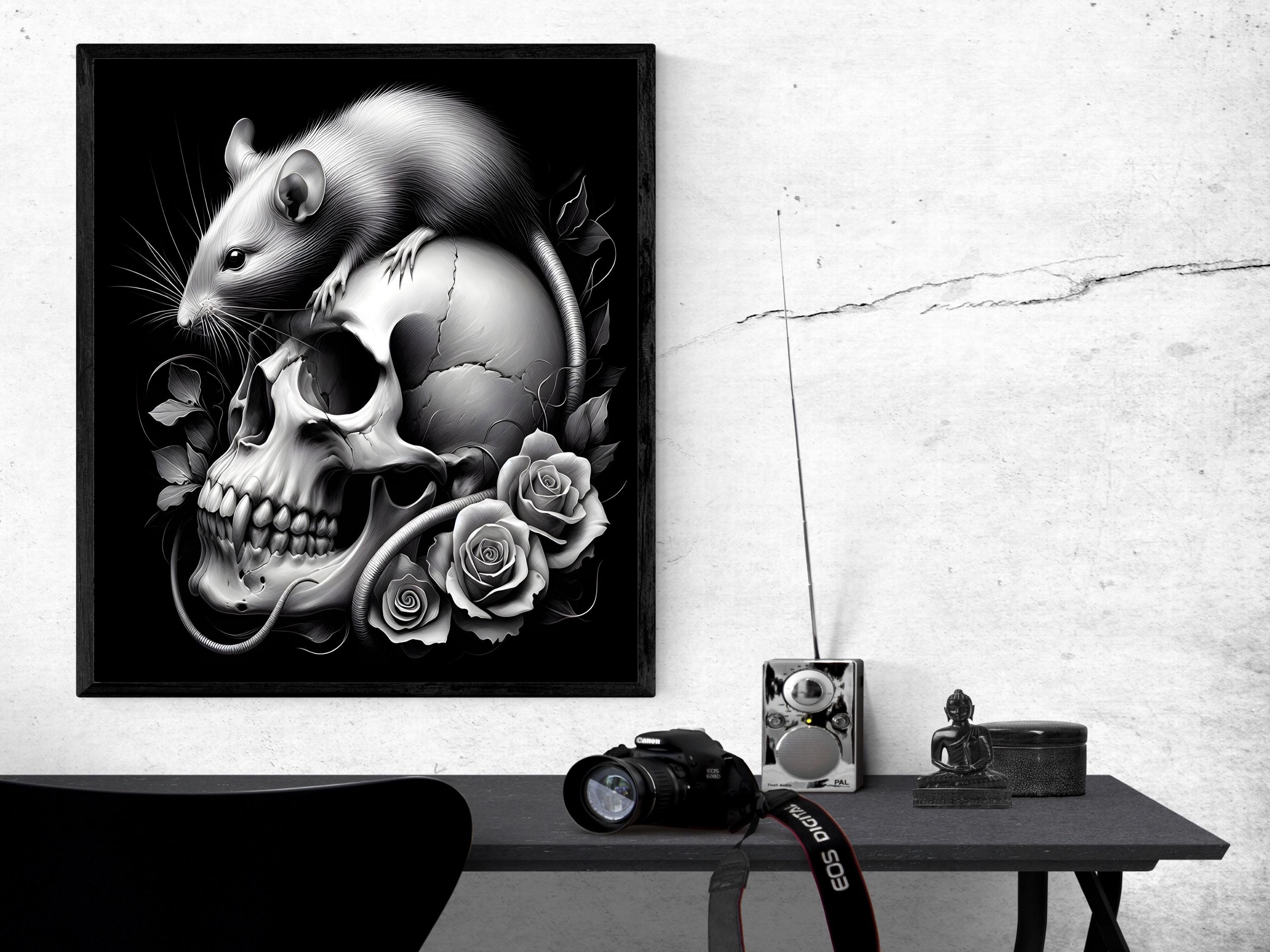 Digital File Black & White Skull and Rat V.2 - Etsy