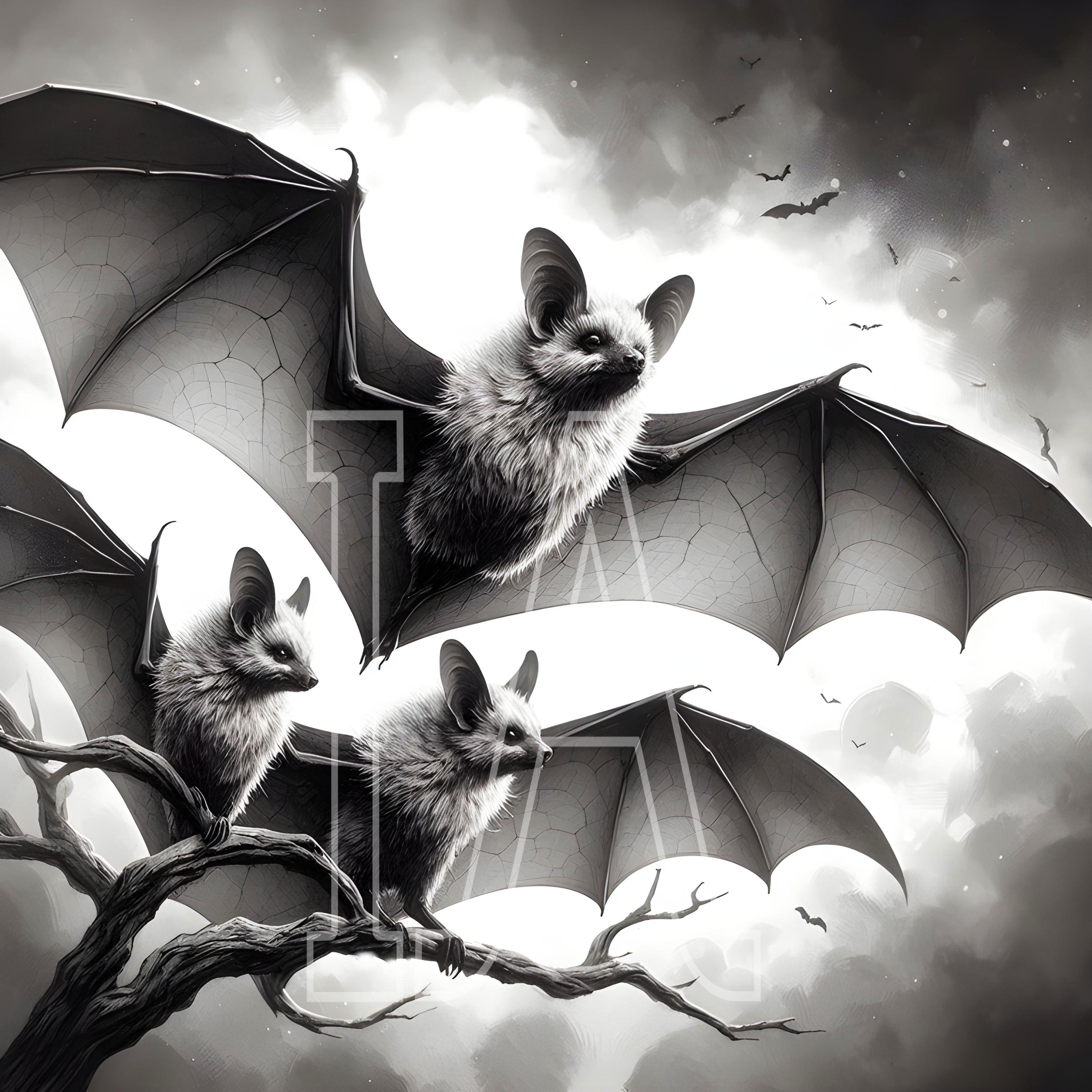 Digital File Black & White Bats V.2 - Etsy