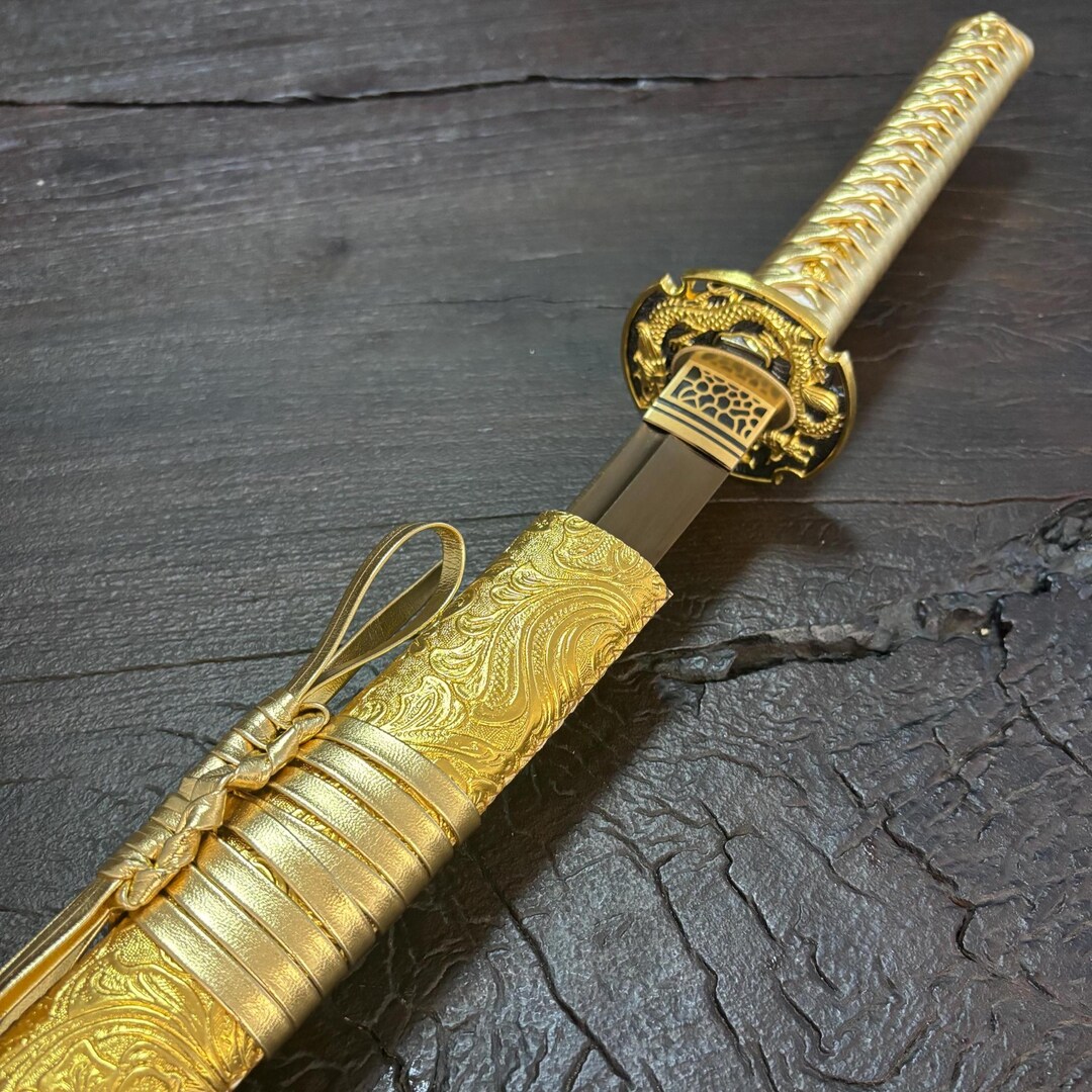 Handcrafted Japanese Style Sword - Gilded Manganese Steel Blade ...