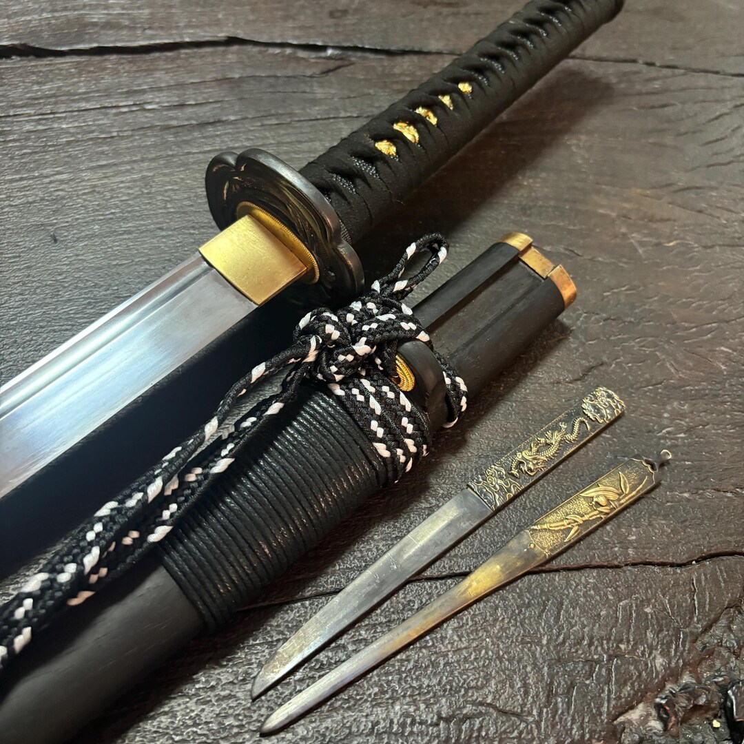 Japanese Katana With Antiqued Copper Tsuba, Hand-forged Manganese Steel ...