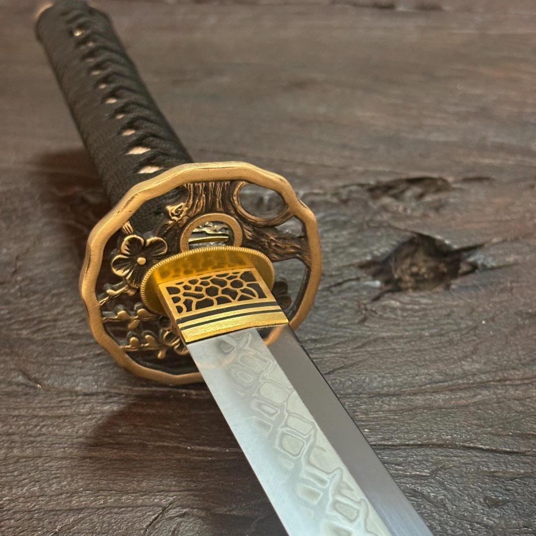 Handcrafted Japanese Style Sword- T10 Steel Triple-tone Polish, Plum ...