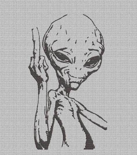 Alien With Middle Finger Embroidery Design, Fun Embroidery Design ...