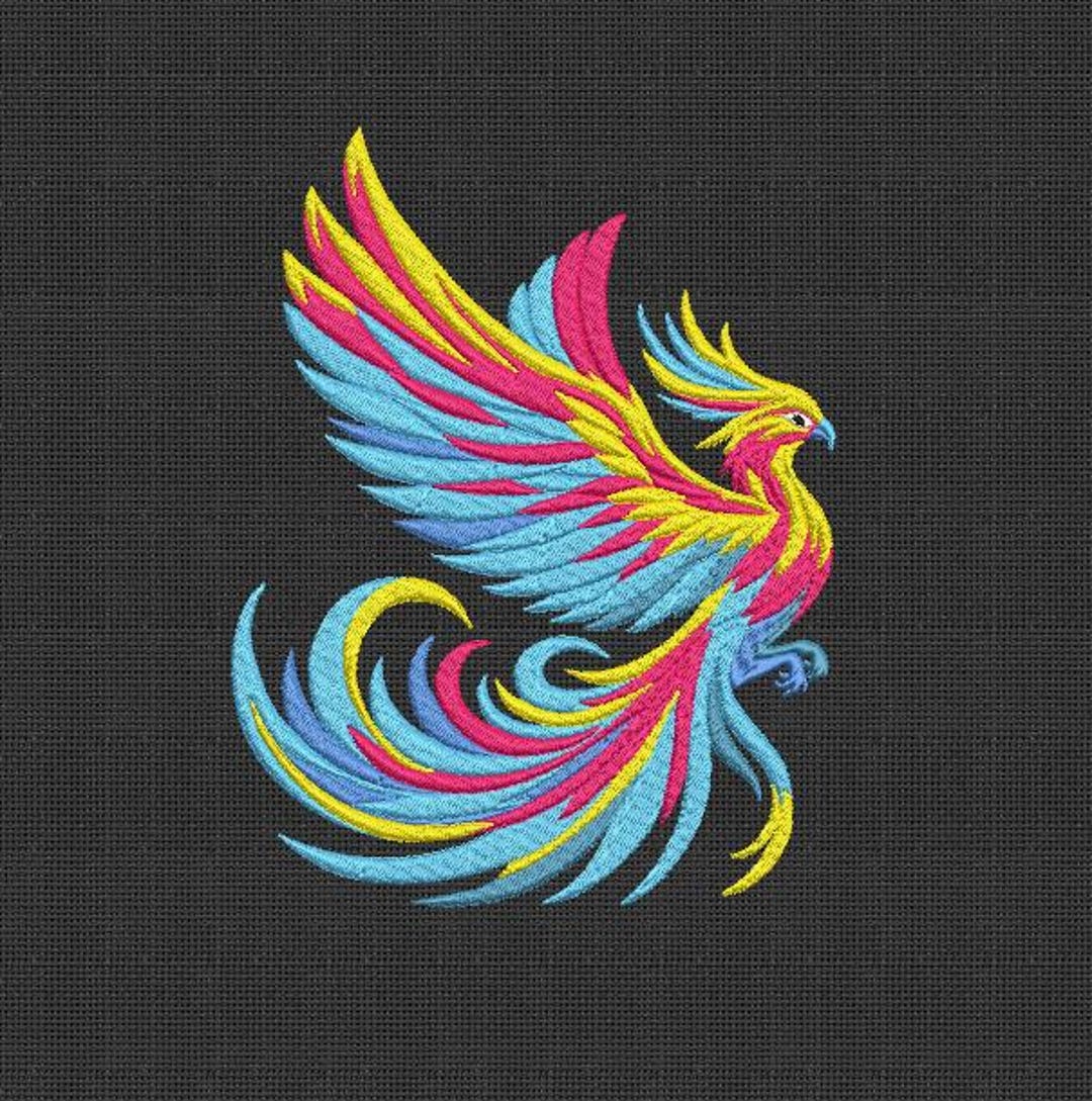 Embroidery Design, Colorful Phoenix Embroidery Design, Machine ...