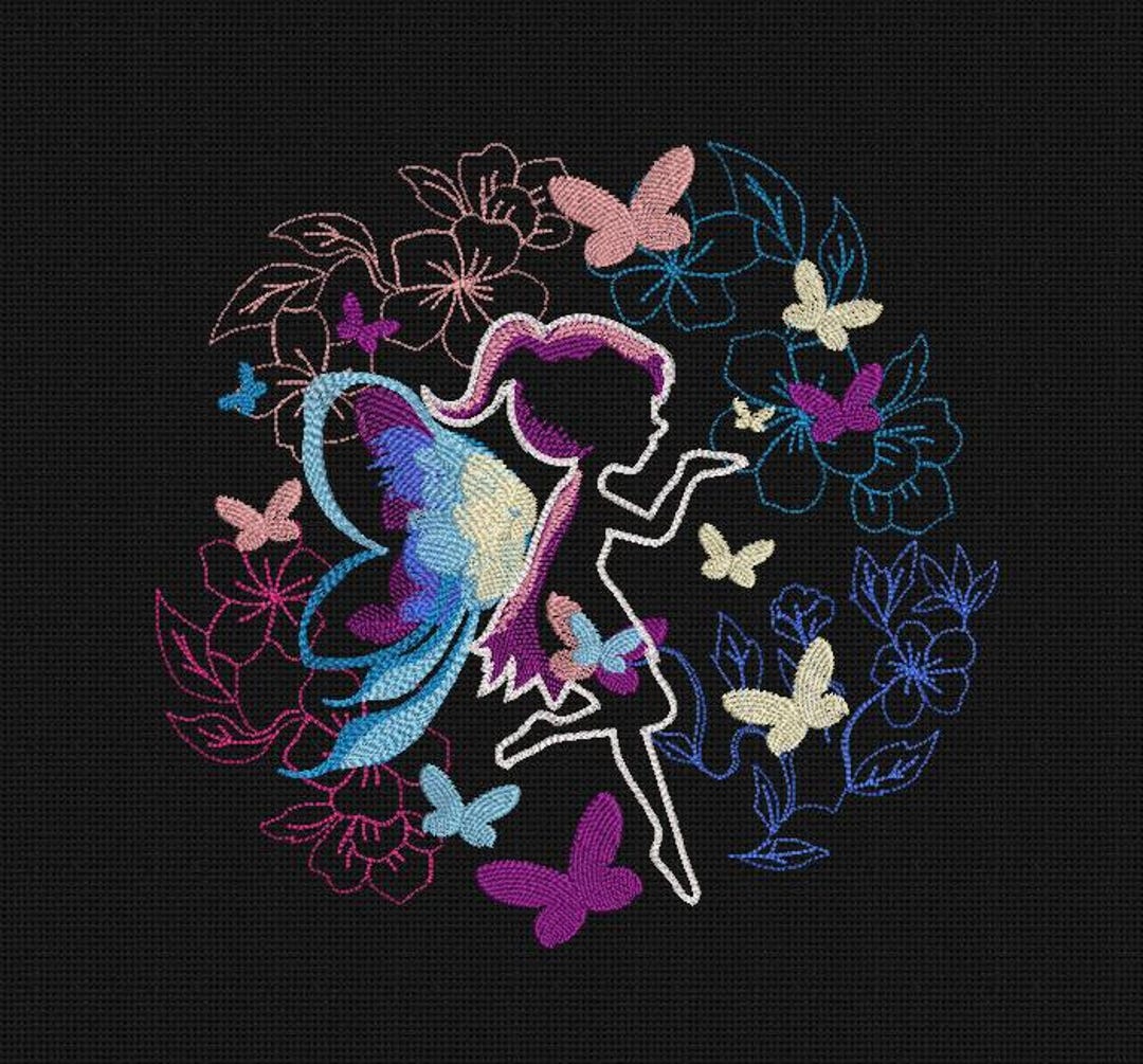 Magic Fairy Embroidery Design, Girl Embroidery, Magic Embroidery, Fairy ...