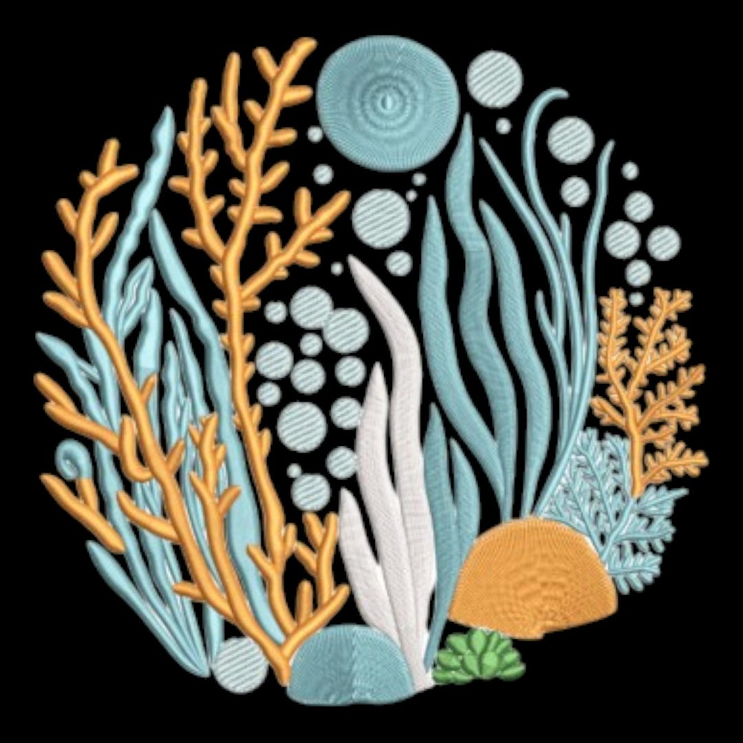 Underwater Seaweed and Coral Embroidery, Machine Embroidery,stitching ...