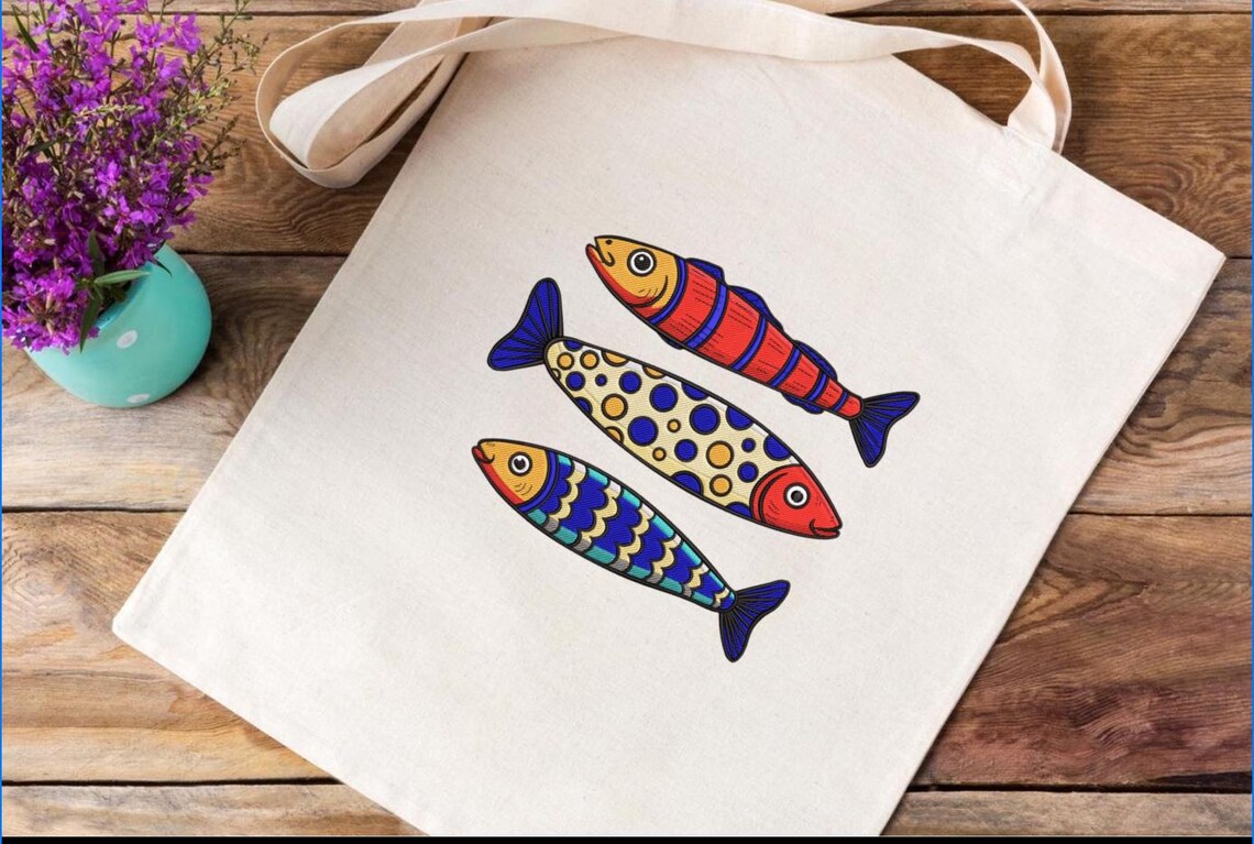 Colorful Fish Embroidery, Machine Embroidery, Fish Trio, Tropical Fish ...