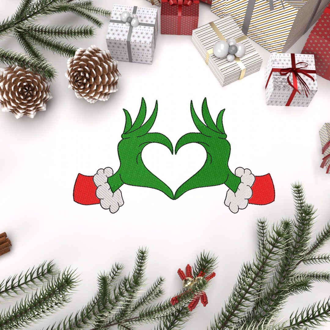 Love Heart, Embroidery Design Love Heart, Grinch Heart, Christmas Heart ...